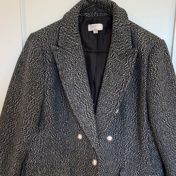 LOFT | Jackets & Coats | Loft Womens Black And White Herringbone Trench ...